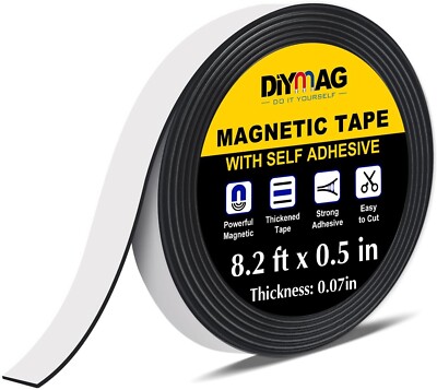 Magnetic Tape, 1 Roll Magnetic Strip with Strong Self Adhesive Flexible ...