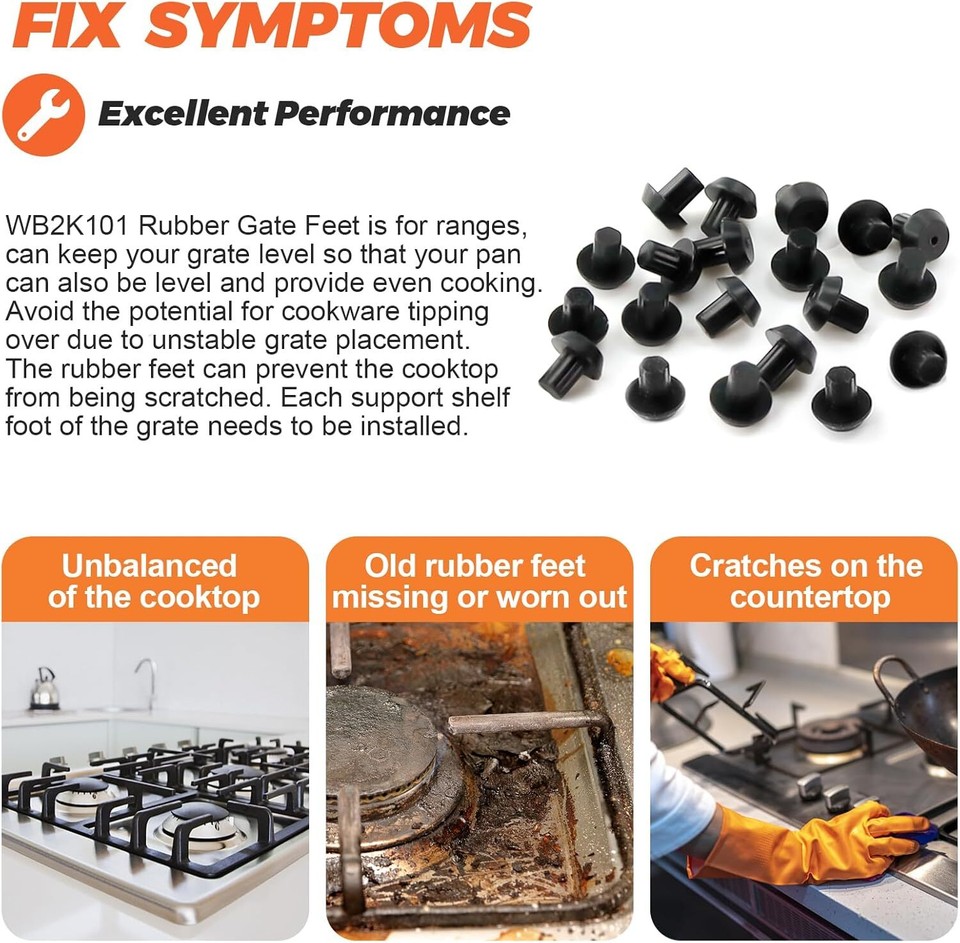 20 Pack Range Burner Rubber Grate Feet Kit Gas Stove Top Grate Feet | eBay