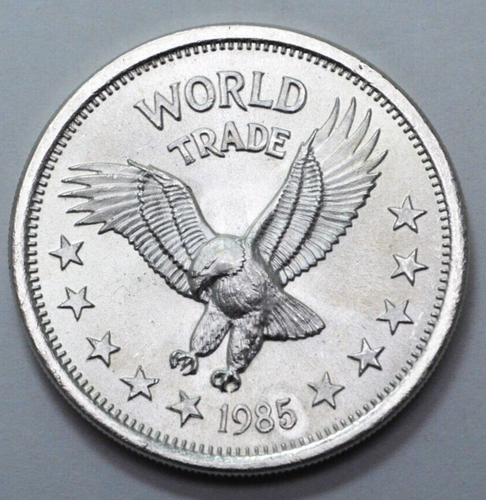 1985 1 OZ 999 SILVER ROUND ONE WORLD TRADE UNIT Coin UNC Vintage Rare ...