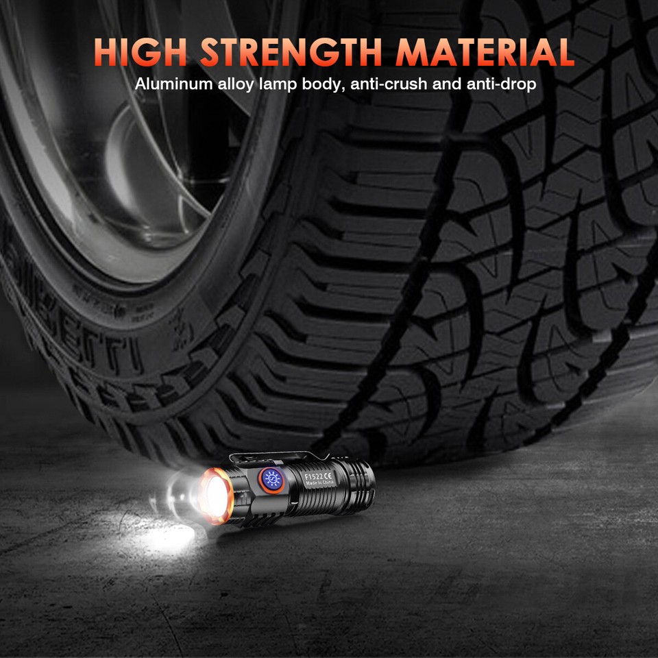 Super Bright EDC LED Flashlight Rechargeable Pocket Torch Light w/Clip ...