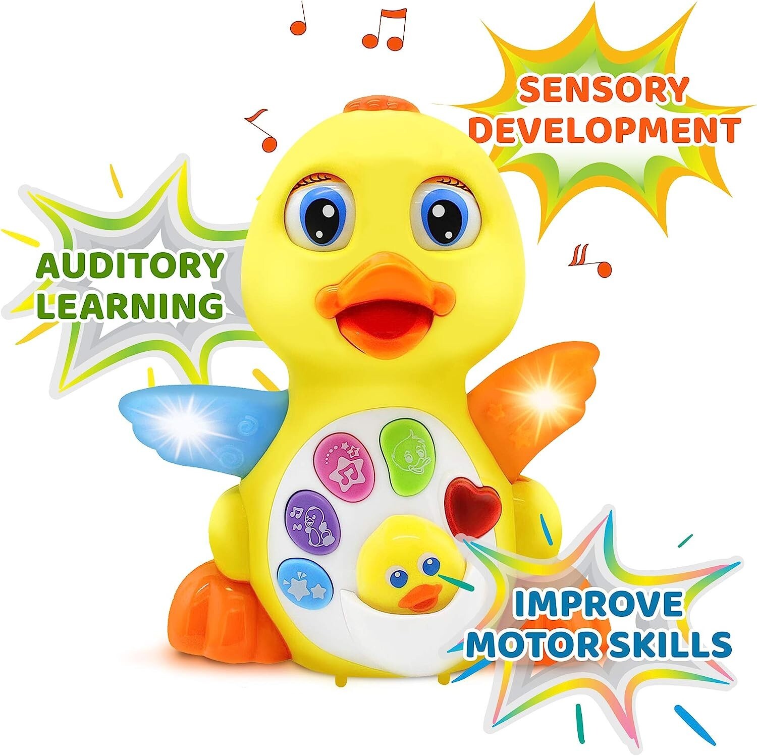 Kids Toy Singing Musical Duck Toy– Walks Flaps Wings 6 Songs Speaking ...