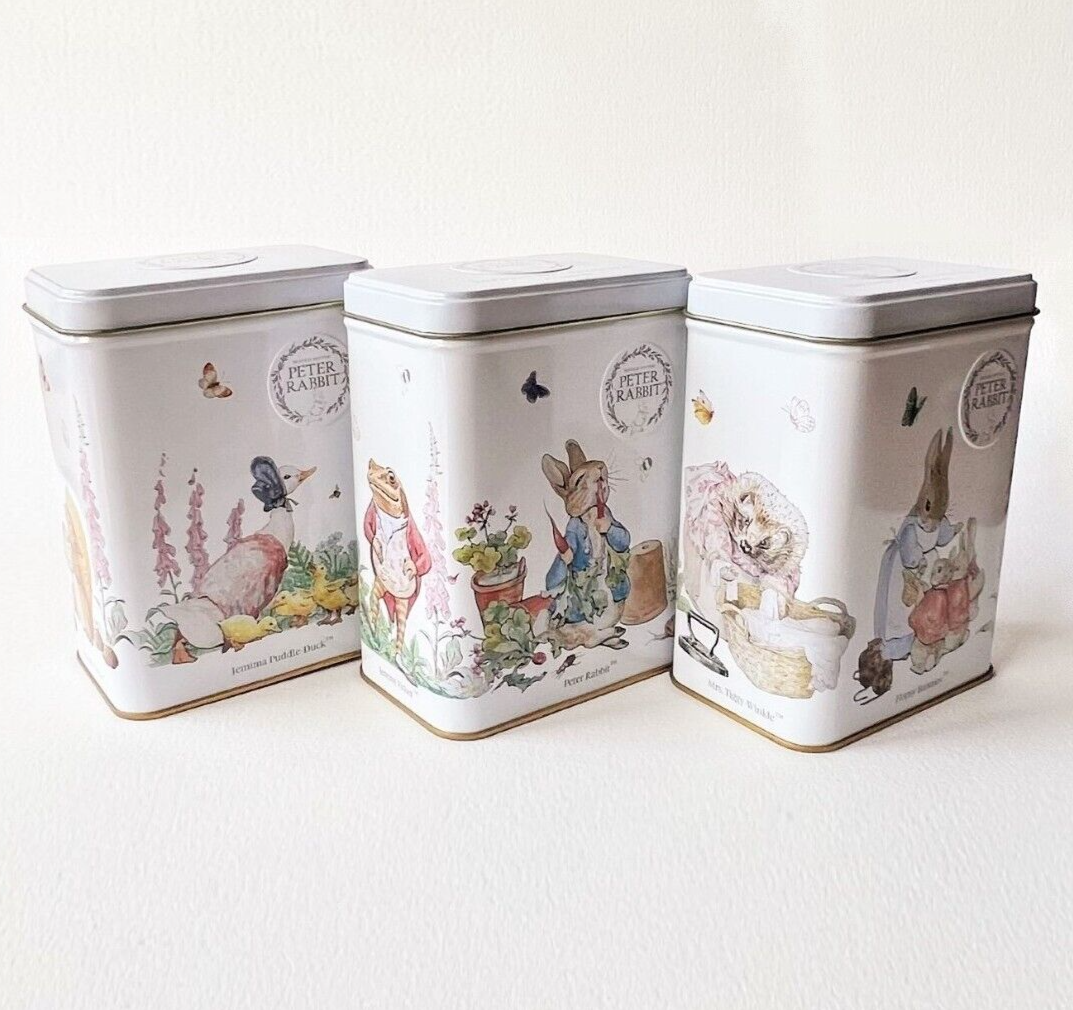 3 X Beatrix Potter PETER RABBIT Tea Tins Collectibles (Empty) | eBay