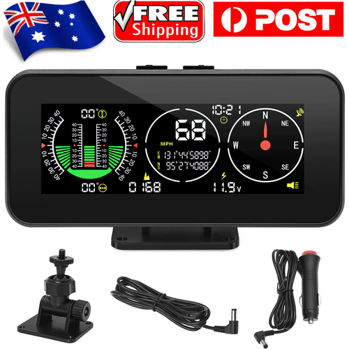 Universal Car Inclinometer Level Tilt Meter Digital HUD GPS Speed Slope ...