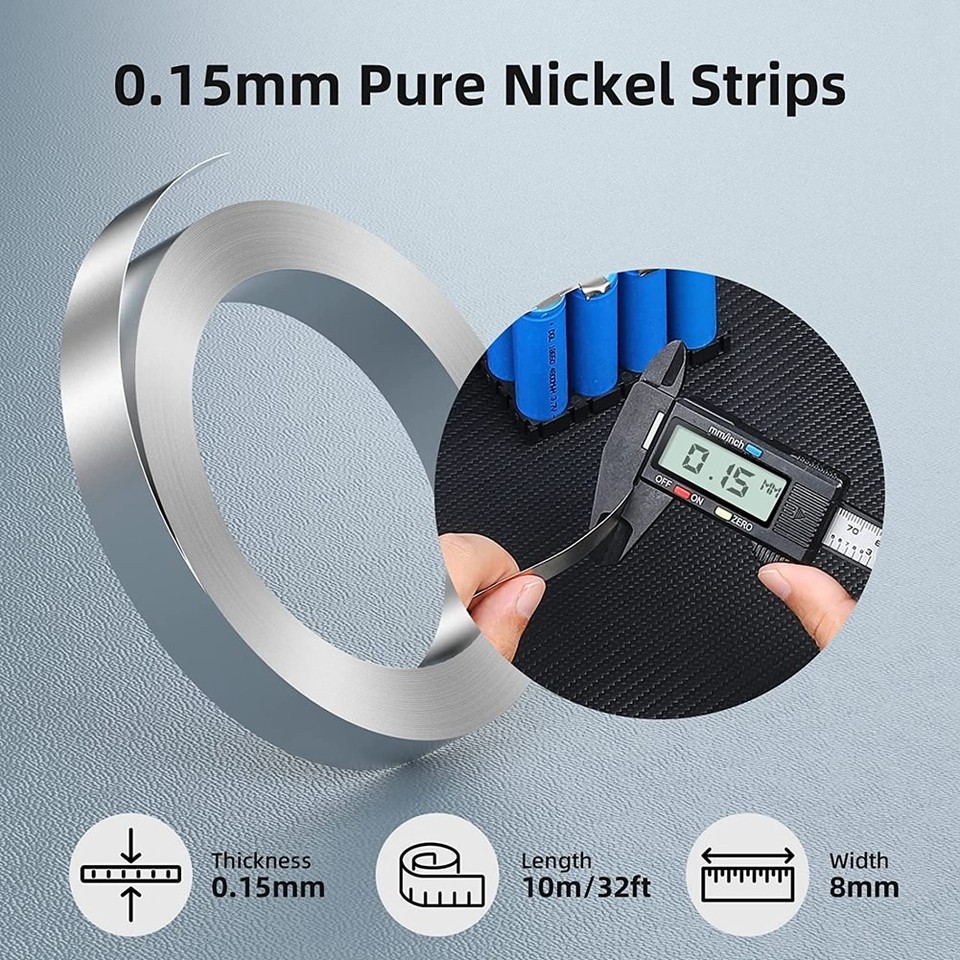 2X(Pure Nickel Strips,32Ft 0.15 X 8Mm Thick Nickel Strips for High ...