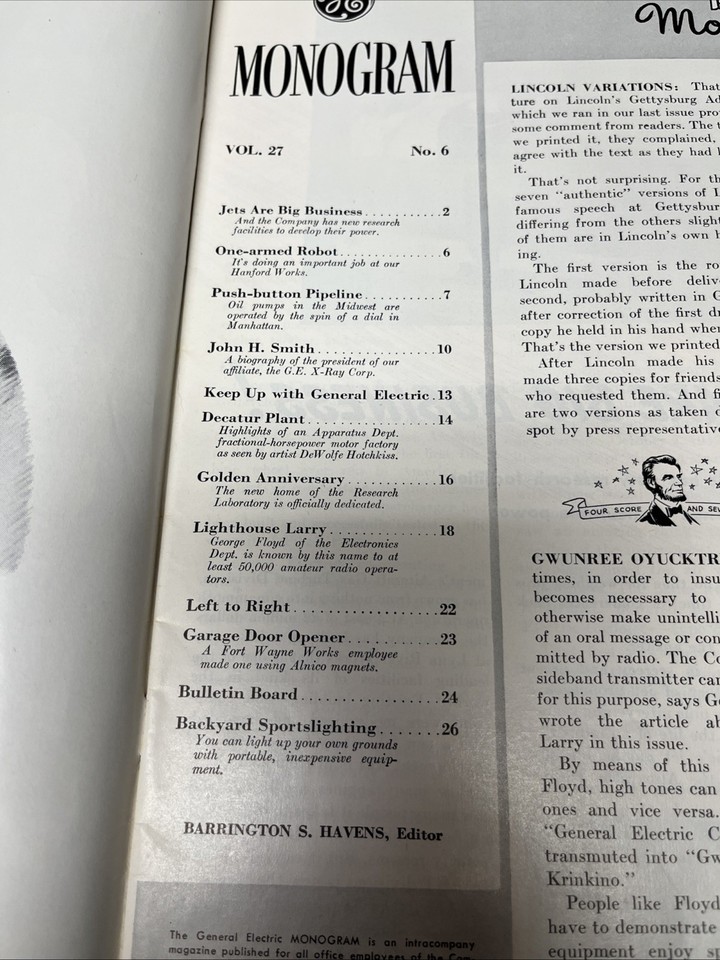 Monogram GE Magazine Nov - Dec. 1950 Employee Magazine General Electric ...