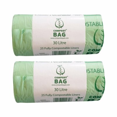 30 Litre x 50 CompostBag Compostable Food Waste Caddy Liner Bin Bags ...