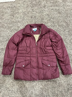 Columbia Womens Maroon Zip Up Puffer Down Jacket Size Medium | eBay