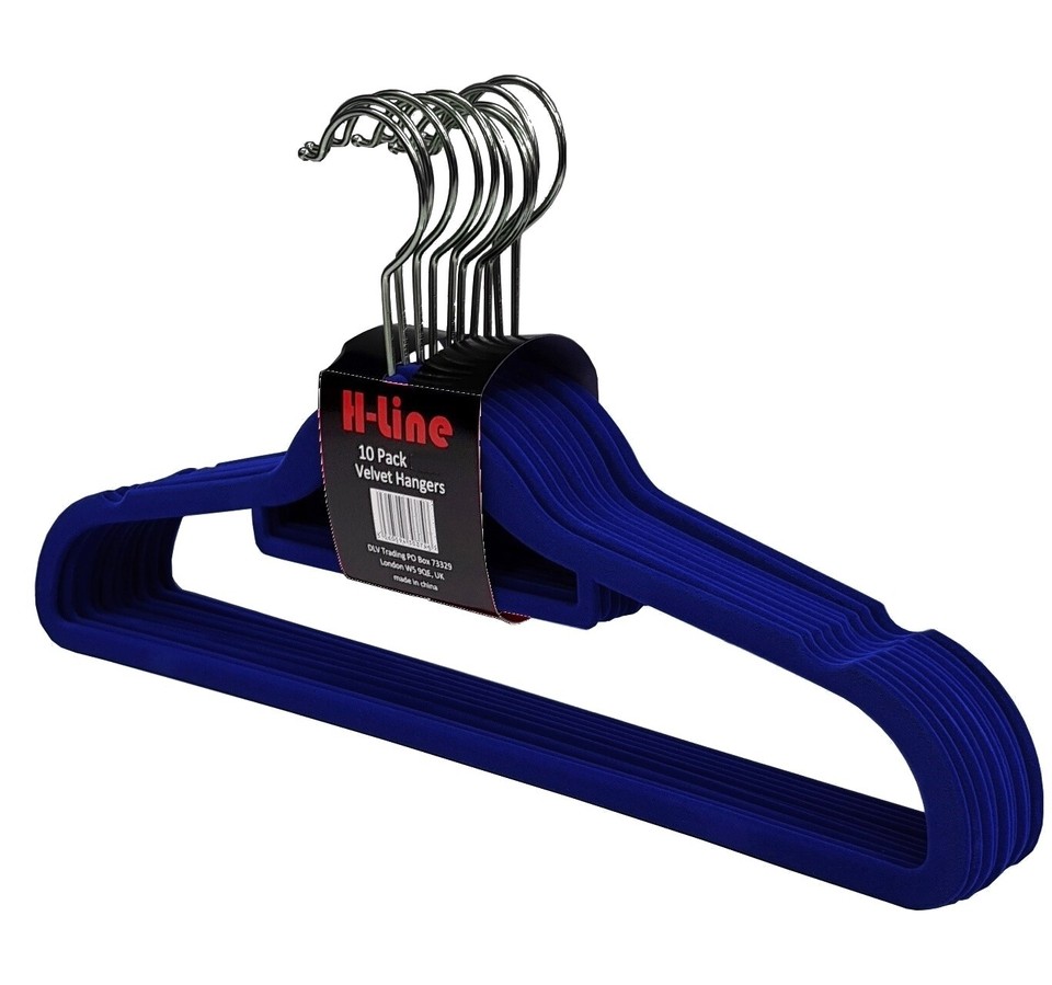 NON SLIP FLOCKED COAT CLOTHES HANGERS VELVET TROUSER HANGING SPACE ...