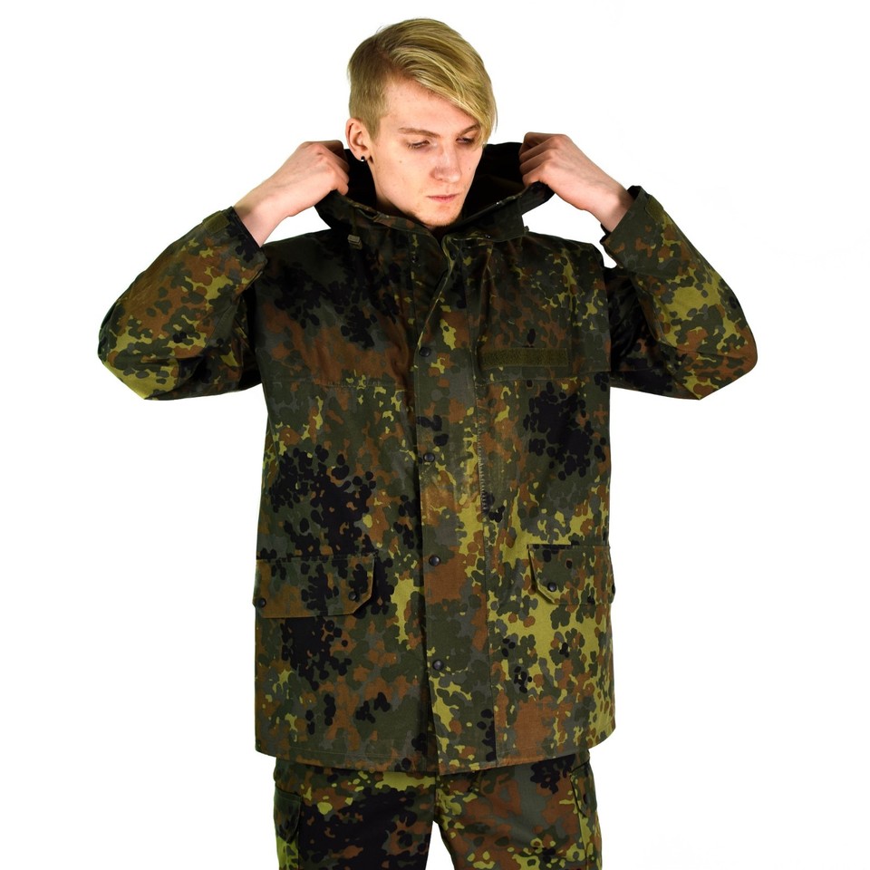 Original German army field Jacket GoreTex Flecktarn waterproof rain ...
