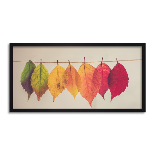 Autumn Leaves on String Long Panel Framed Wall Art Print 12x25 Inch | eBay