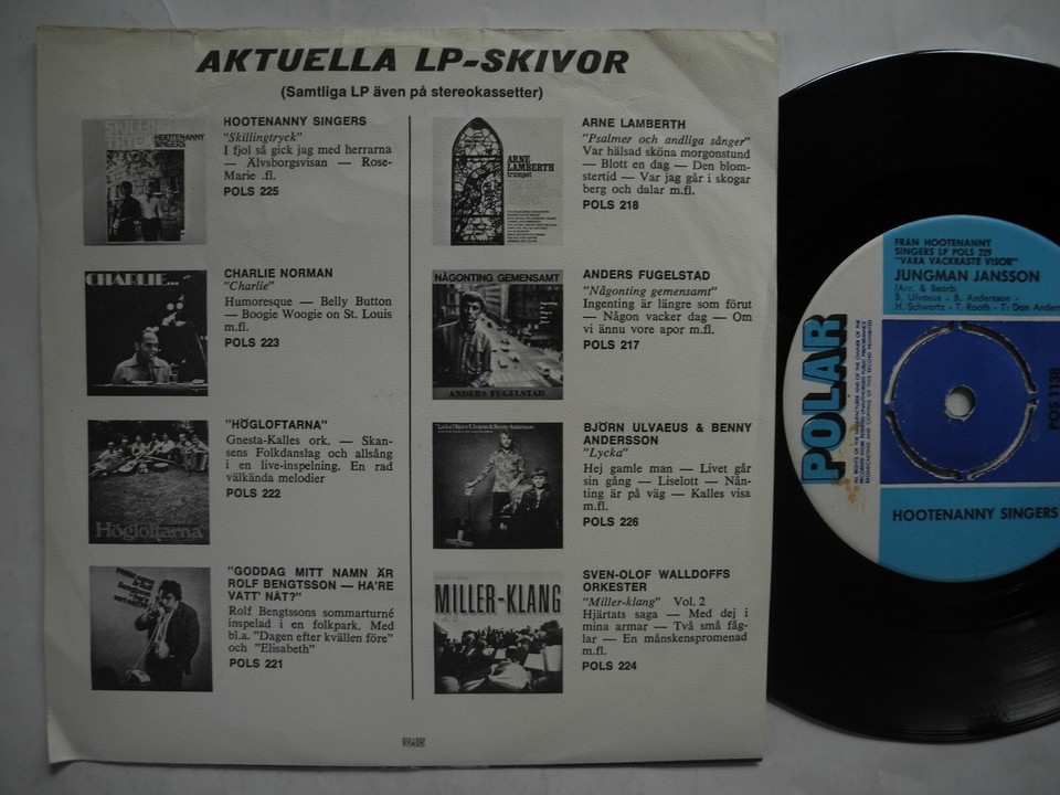 HOOTENANNY SINGERS Hjärtats saga / Jungman Jansson 45 7" single 1971 ...