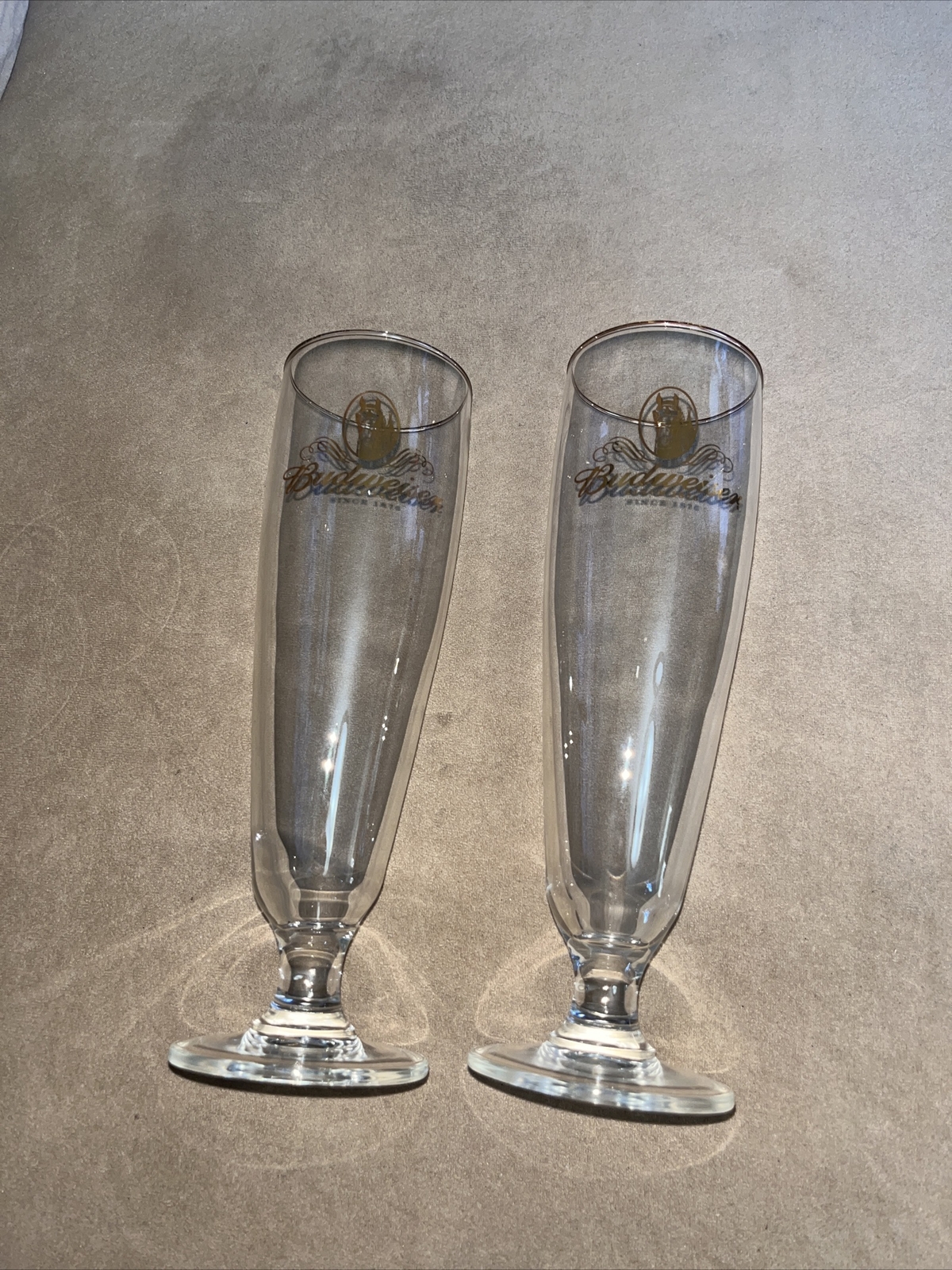 CHAMPAGNE STYLE STEMMED BUDWEISER BEER GLASS w/ Log & Clydesdale in ...