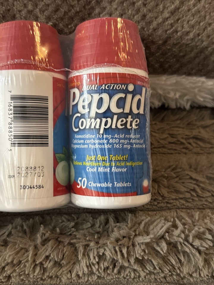 Lot Of (3) Dual Action pepcid complete 50 chewable tablets,mint flavor ...