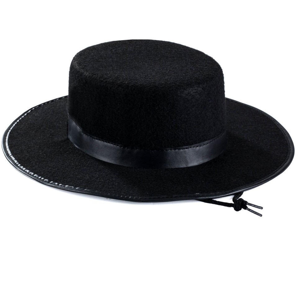 Tigerdoe Spanish - Gaucho Hat - Amish Hat - Black Flat Top Fedora ...