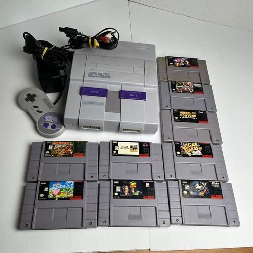 Super Nintendo SNES Console Bundle w/ 9 Games Donkey Kong Country WORKS ...