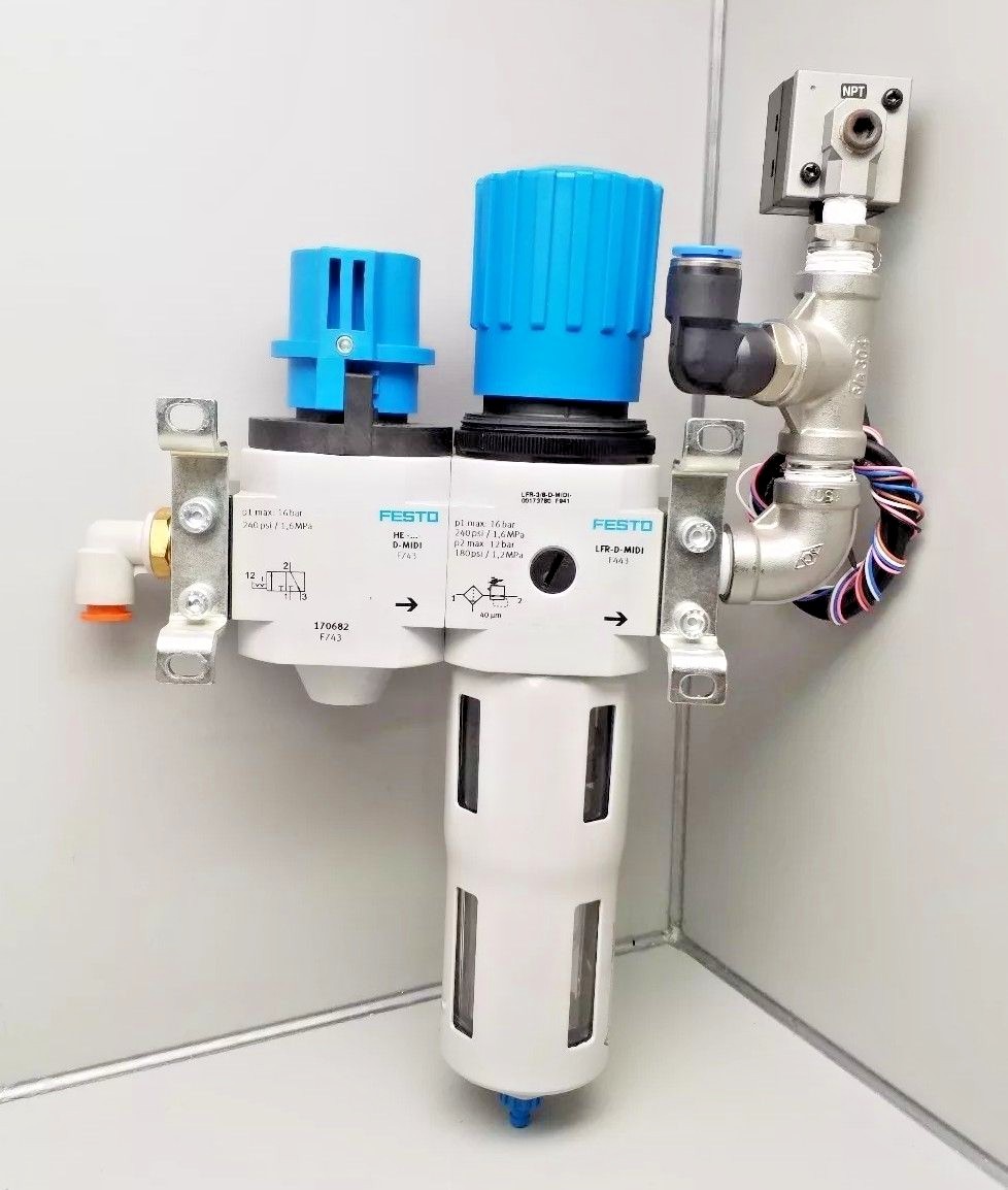 FESTO LFR-3/8-D-MIDI W/ FESTO HE-D-MIDI AND KEYENCE AP-33KP AIR ...