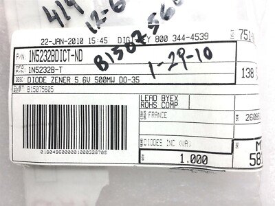 1N5232B-T DIODES INC ZENER DIODE 5.6V 500mW ROHS 100 PIECES | eBay