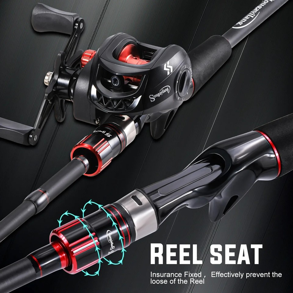 Fishing Rod Reel Combo Carbon Fiber Casting Rod Baitcasting Ree Gear ...