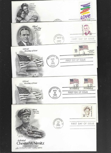 US FDC FIRST DAY COVERS 1985 COLLECTION LOT OF 23 BY ARTCRAFT NO ...
