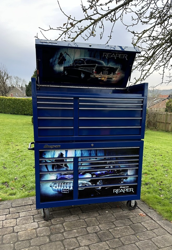 snap on tool box 55” X 24” stack Roll Cab And Top Box reaper midnight ...