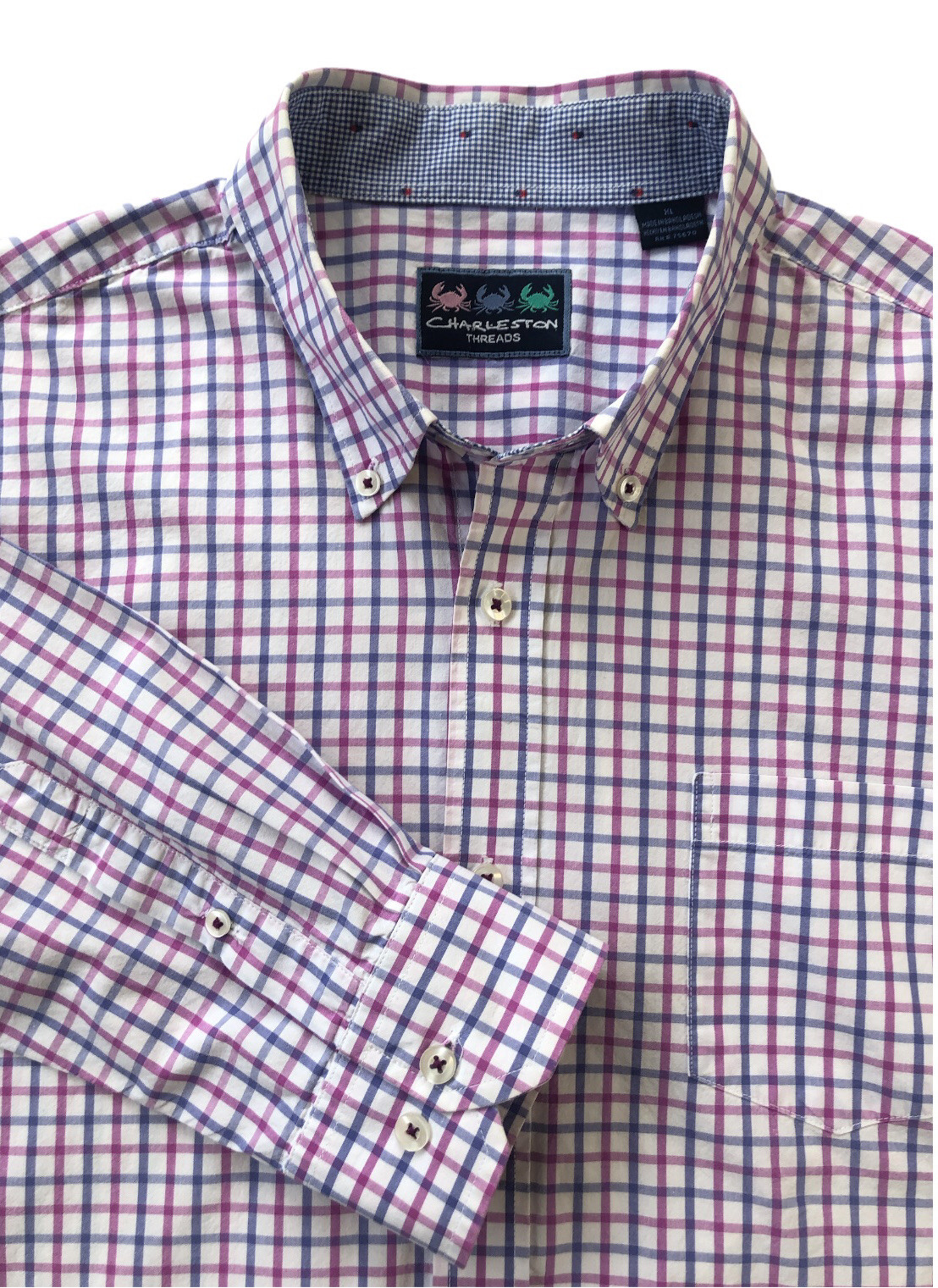 Charleston Threads Men's Sz XL Button Down Plaid Long Sleeve EUC | eBay