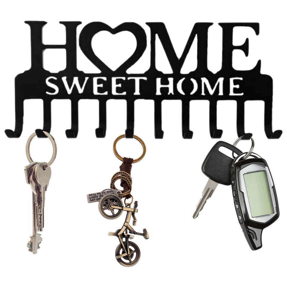 Sweet Home Key Holder Wall-Mounted Key Hanger Metal Decorative Key Hook ...