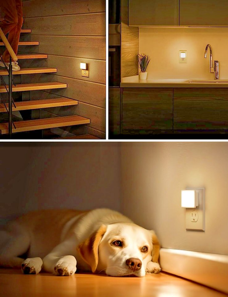 2 X Plug in LED Night Light 3000K Soft White .3W Bright Auto Dusk to ...
