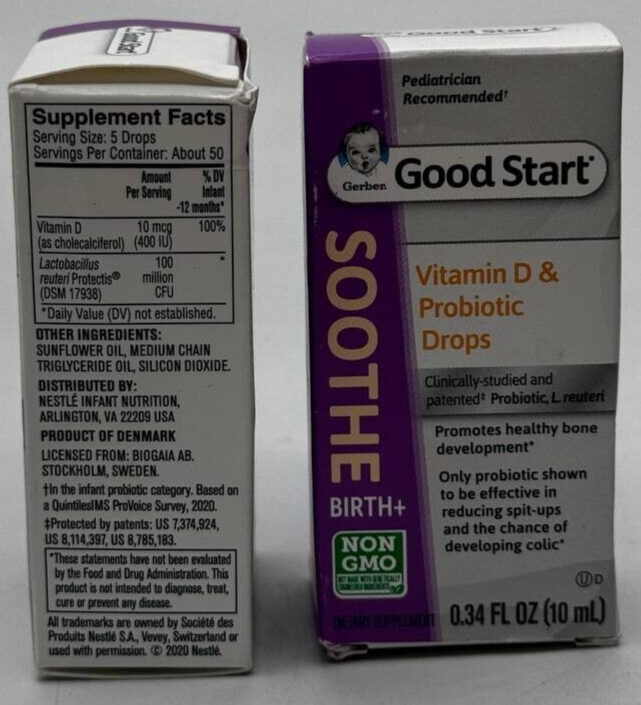Gerber Good Start Soothe Baby Vitamin D & Probiotic Drops .34fl Ea, 2 ...