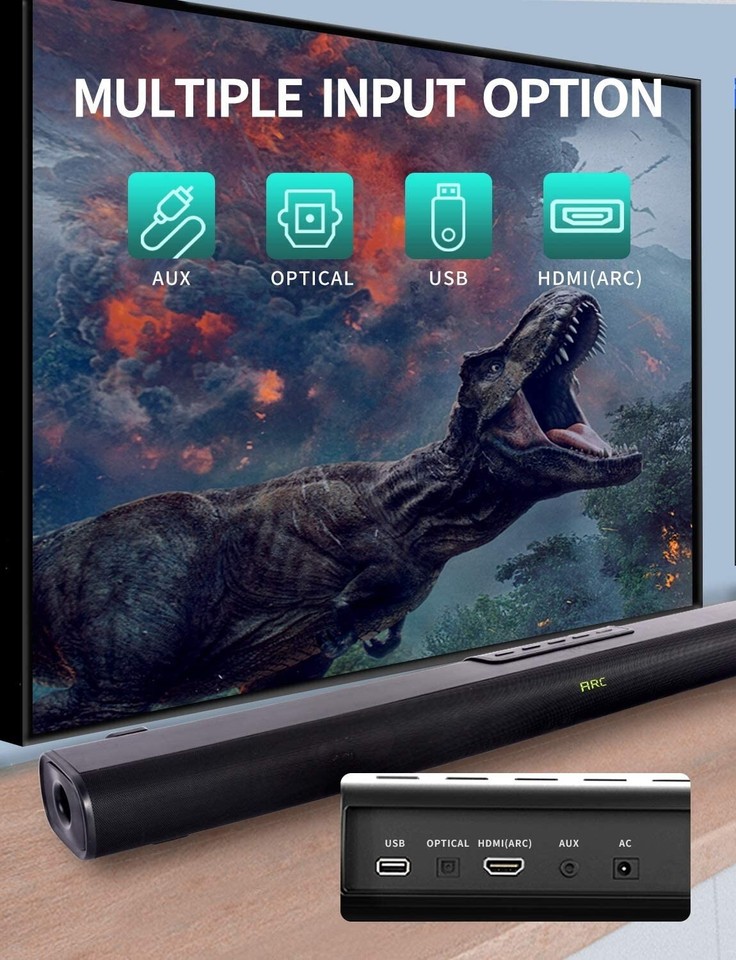 VMAI S5 36" 60W Sound Bar for TV with Built-in Subwoofer, Wired ...