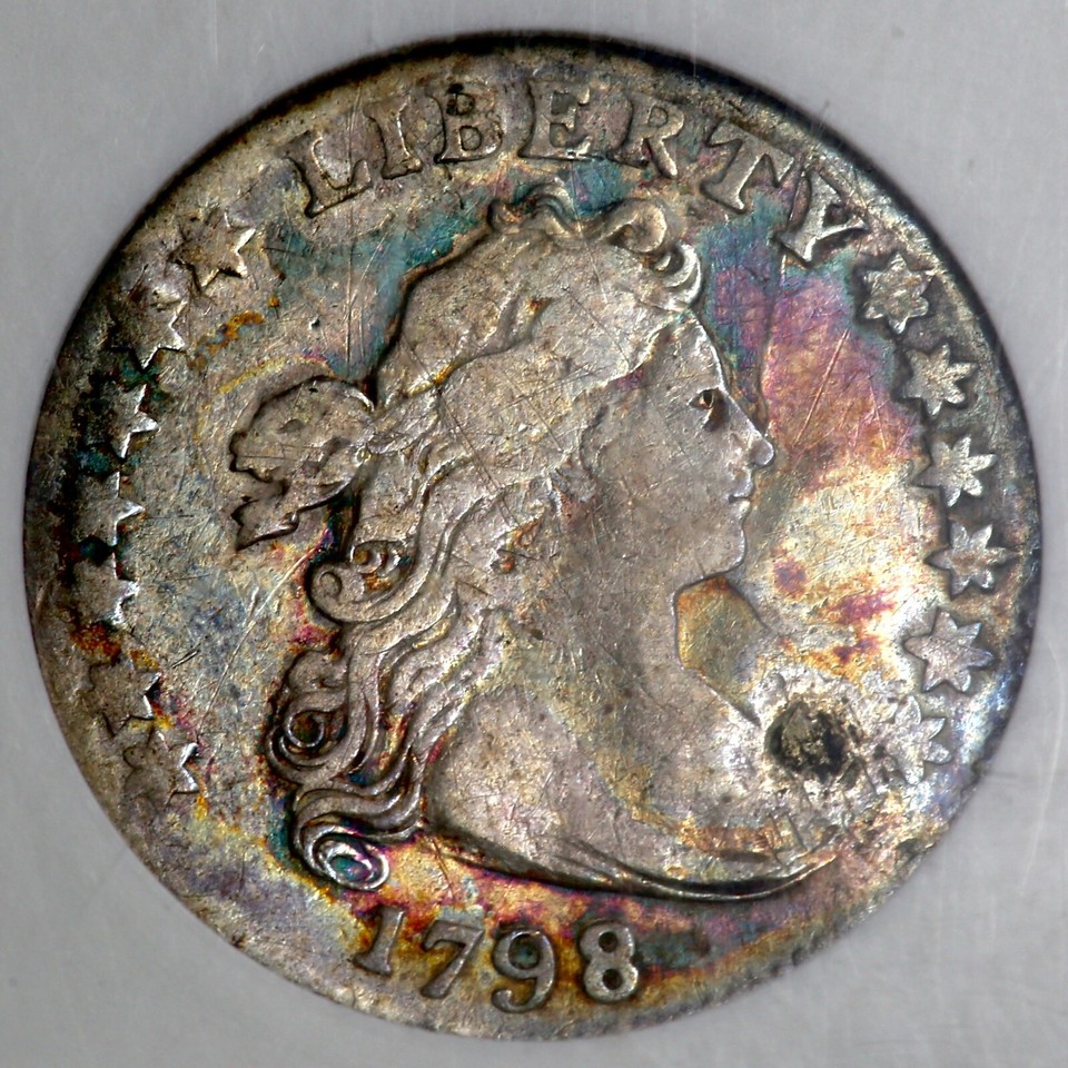 1798 Draped Bust Dime 10C - ANACS Fine Details - Iridescent Toning ...