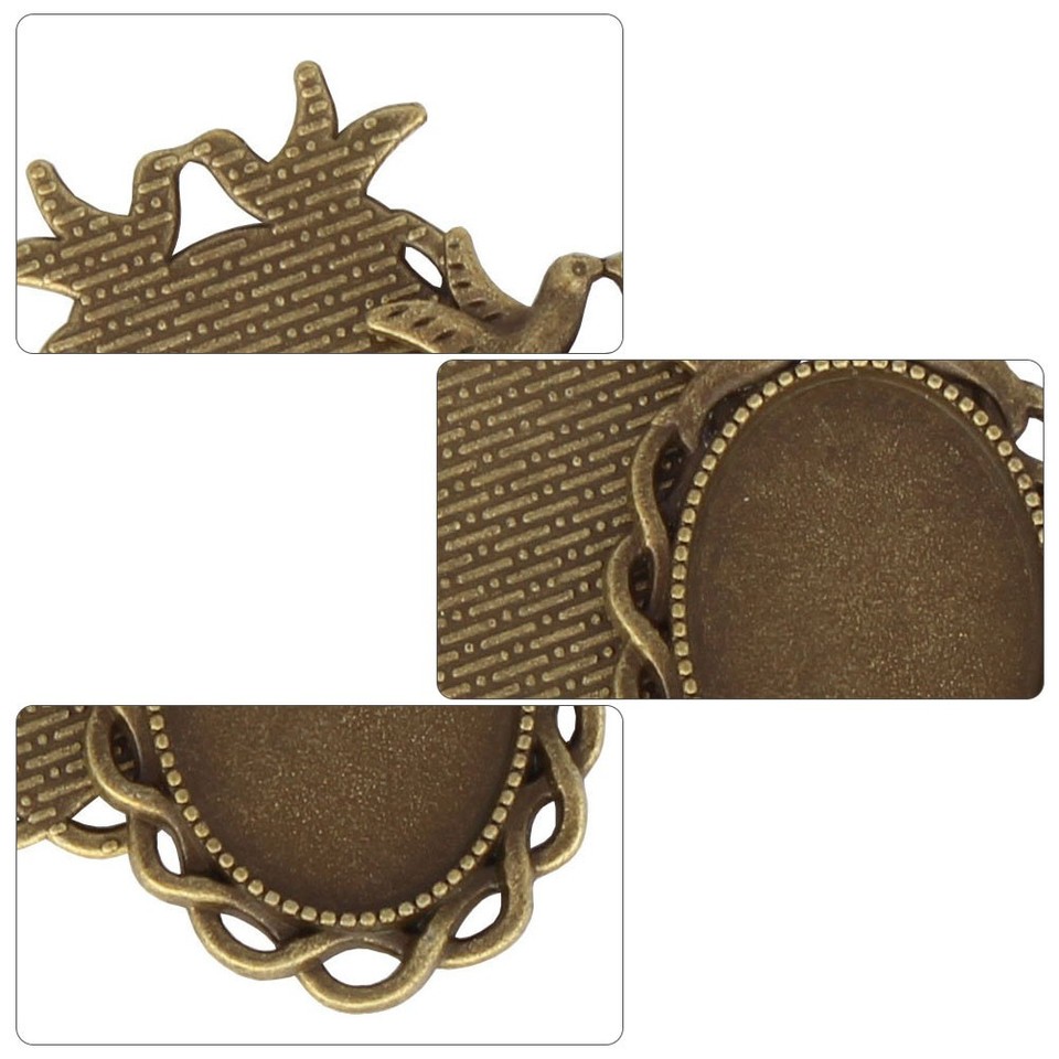 50 Pcs Oval Blank Pendant Trays Jewelry Supplies Double-side DIY | eBay ...