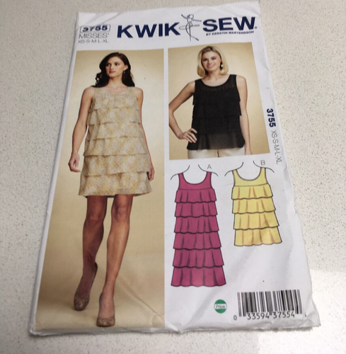 3755 Kwik Sew Ladies RA RA Ruffled Dress-Top Sewing Pattern SZ XS-XL ...