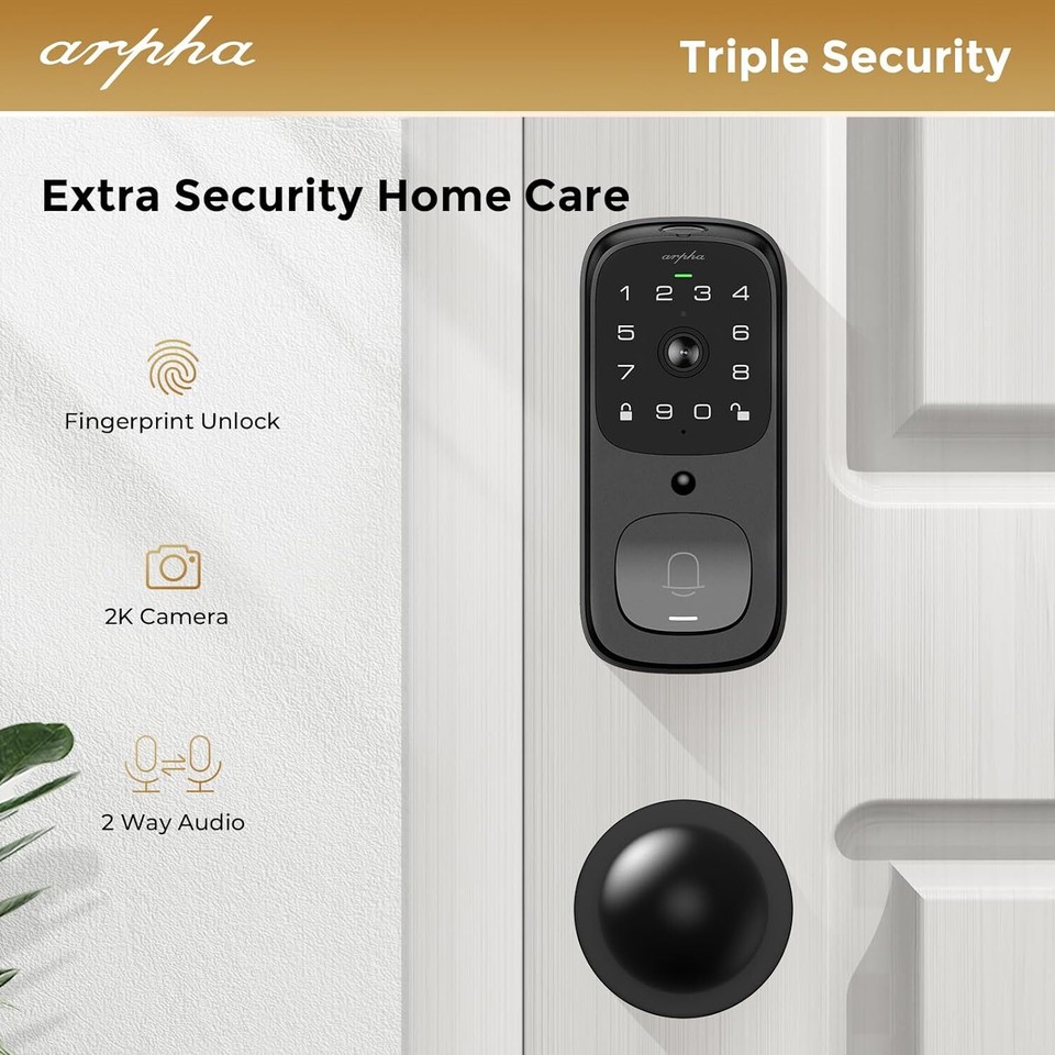ARPHA Smart Door Lock＆Wi-Fi Video Camera+Doorbell+Fingerprint Keyless Door Lock | eBay