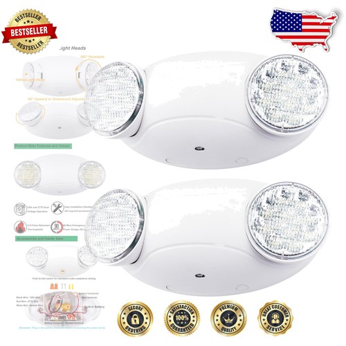 LED Emergency Light Fixtures - 2 Adjustable Heads, Battery Backup, 2 ...