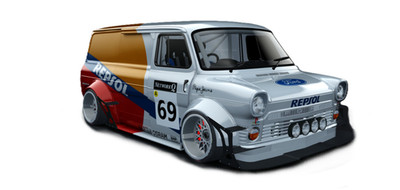 1:10 RC Clear Body Shell - Ford Transit Super Van with Repsol livery ...