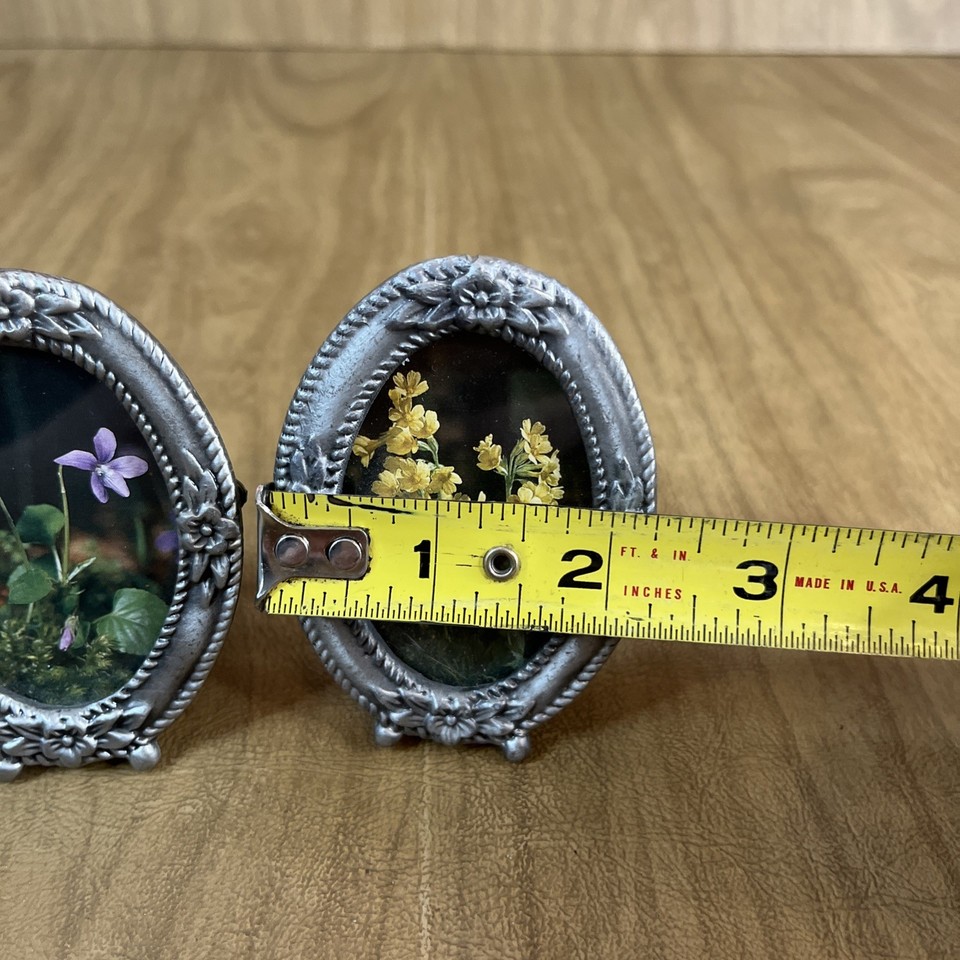 Set Of 2 MCS industries Floral Minis Picture Photo Frames Oval Pewter 3” | eBay