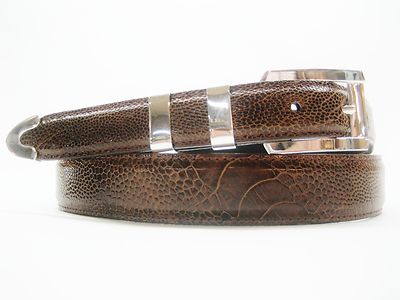 Sterling silver 925 buckle 2 loops & tip set w/Genuine Ostrich 1-1/4 to ...