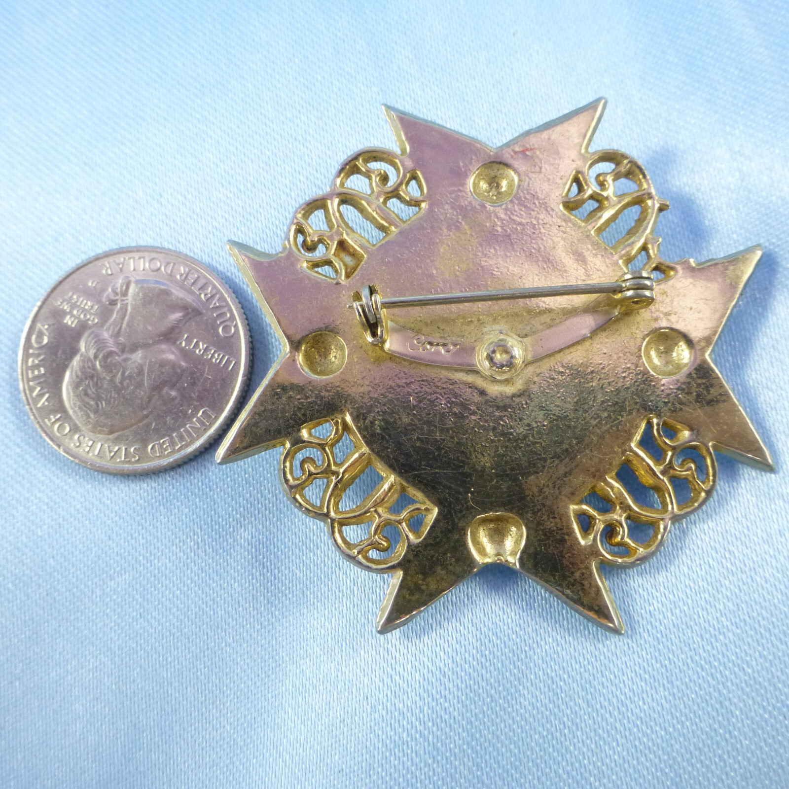 Vintage CORO Maltese Cross MOP Pin Brooch Double Headed Eagle Red ...