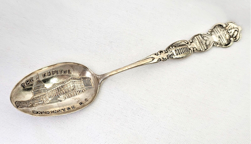 Washington DC Sterling Silver Souvenir Spoon Capitol Bldg Mount Vernon ...