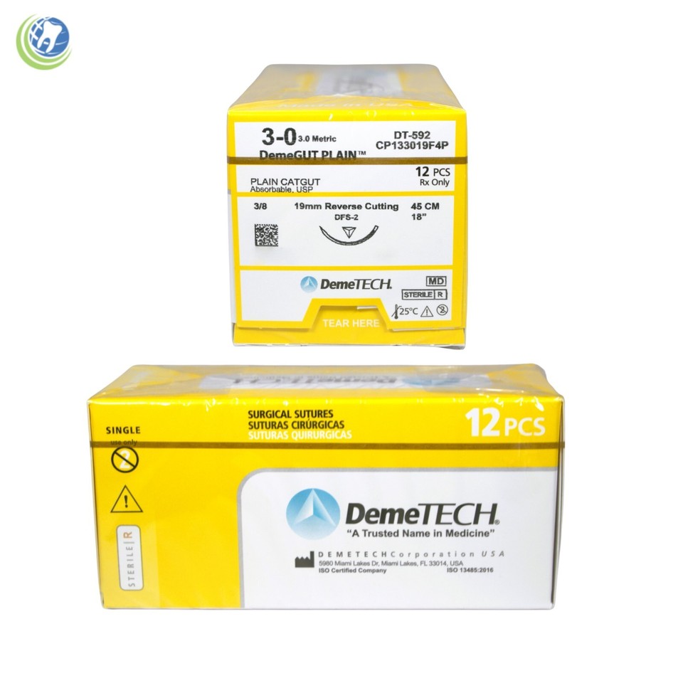 Dental Surgical Suture 3-0 Metric plain Catgut Absorbable USP 12/pack ...