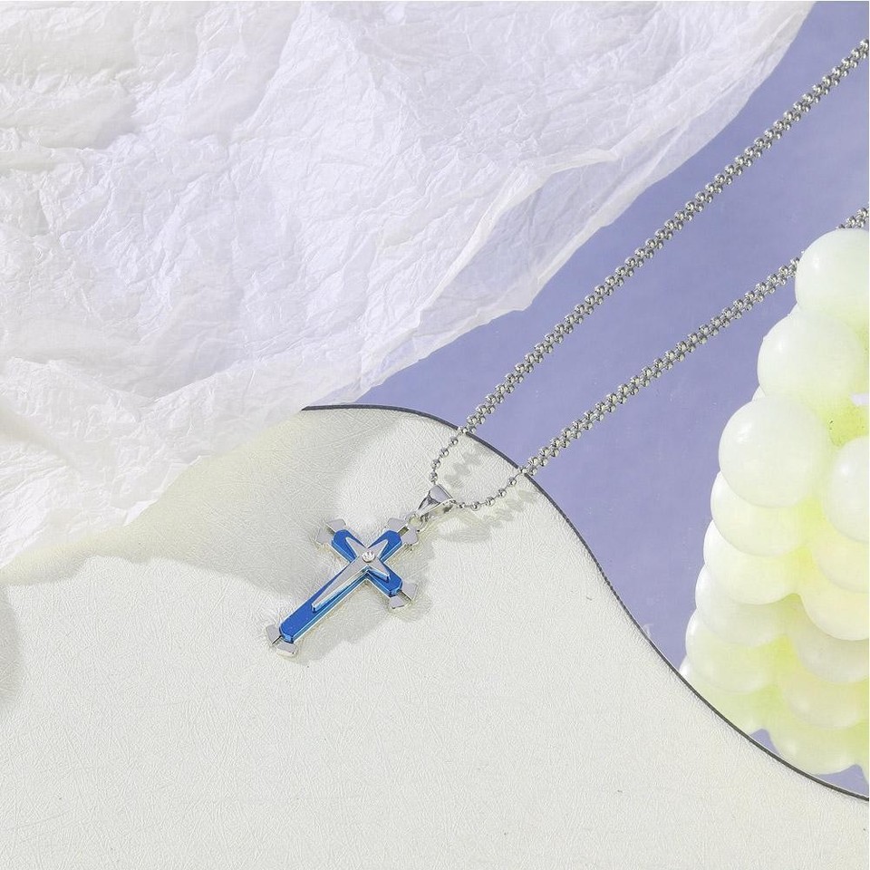 Cross Necklace Stainless Steel Men's Pendant Necklace P6D5 AU Ball ...