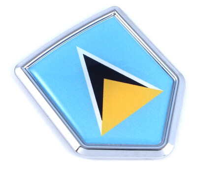 Saint Lucia Flag Car Chrome St. Lucian Emblem 3D Decal bumper Sticker ...