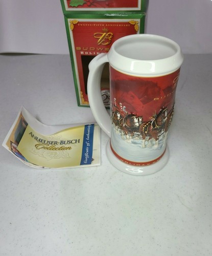 Anheuser Busch Budweiser 2004 Holiday Stein 25th Anniversary Mug Beer ...