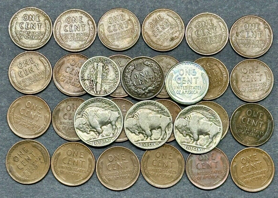 ESTATE SALE OLD US COINS STARTER LOT SILVER DIME BUFFALO NICKELS ...