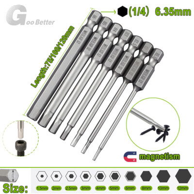 1/4 Hex Key Allen Bit 1.5mm-12mm Quick Change Connect Impact Driver ...