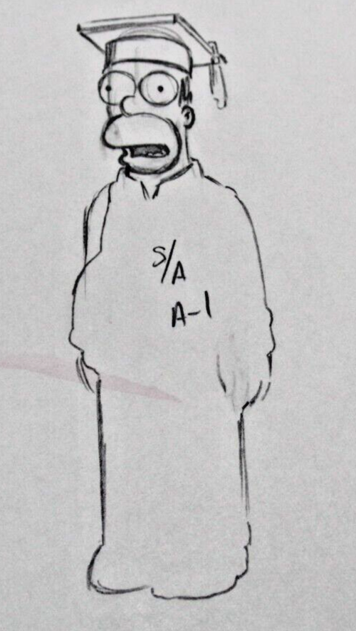 THE SIMPSONS PRODUCTION DRAWING HOMER IN GRADUATION GOWN SEASON 11 BF02 ...
