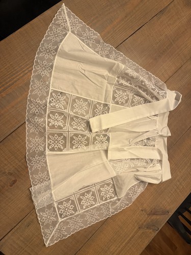 Vintage White Lace Filigree Half Apron with Ties “Army And Navy” Style ...