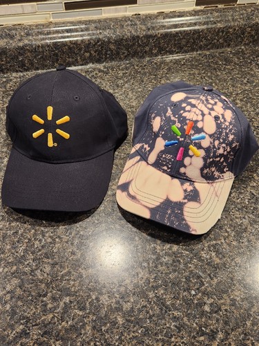 2 Walmart Hat Employee Associate Strap Back Baseball Cap Uniform Black ...