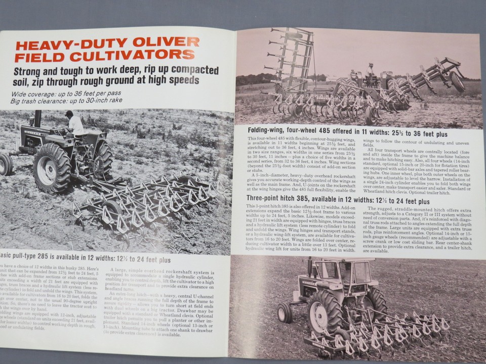 original 1970s Oliver 285 385 485 Field Cultivator Brochure Catalog ...