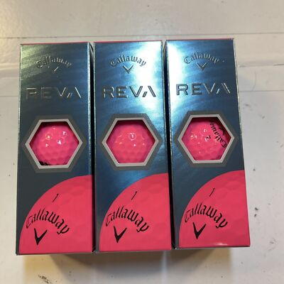 NEW NIB CALLAWAY REVA Distance GOLF BALLS ROSE PINK 3 Boxes of 3 / 9 ...